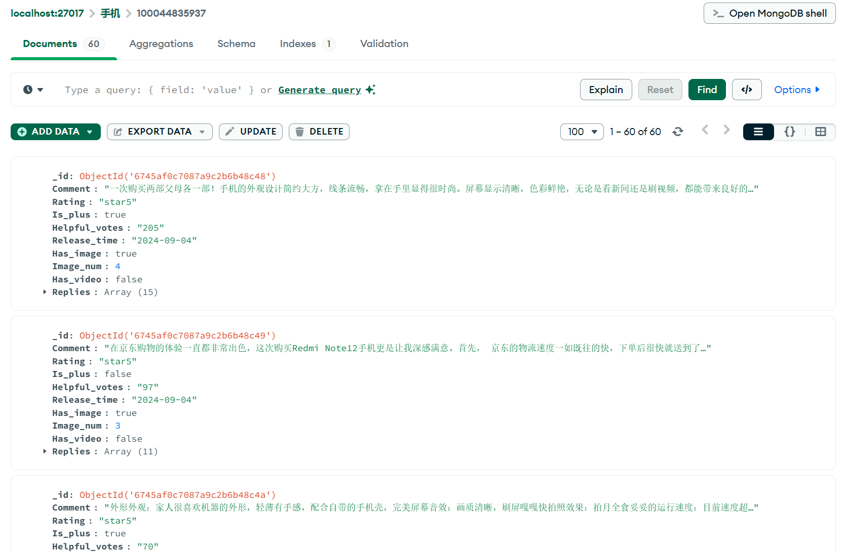 Data Collection of Reviews